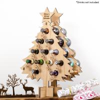China Customize Christmas Tree Shape Great Gift For Home Decor Wooden holder for Adult Advent Calendar Wooden Bottle Holder for sale