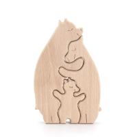 China Customize Heart-shaped Solid Wood Decoration Crafts Mother's Day Gift Wood Animal Bear Family Elephant Ornaments for sale