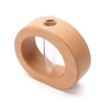 China Exquisite Nordic style table stand glass test tube vase wooden hydroponic plant holder for sale