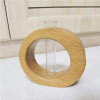 China Exquisite Nordic style table stand glass test tube vase wooden hydroponic plant holder for sale