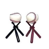 China wooden min baseball bat Rack color Mini baseball bat stand with dark brown color for sale