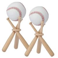 China wooden min baseball bat Rack color Mini baseball bat stand with dark brown color for sale