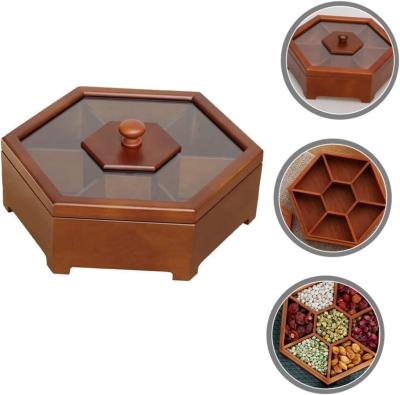 China Customized Box Divided Multi-Function Wedding Dried Fruit Nuts Crackers Food Cookies Snack Hexagon for sale