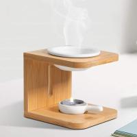 China Customized Scented Wax Melt Burner with Tealight Candle Holder, Wooden Essential Oil Burner for sale