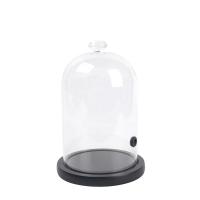 China Clear Glass Dome, Glass Bell Jar Cadle Cake Display Case  Black Wooden Base for Christmas Home Decor for sale