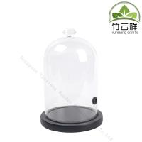 China Clear Glass Dome, Glass Bell Jar Cadle Cake Display Case  Black Wooden Base for Christmas Home Decor for sale
