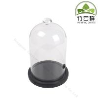 China Clear Glass Dome, Glass Bell Jar Cadle Cake Display Case  Black Wooden Base for Christmas Home Decor for sale