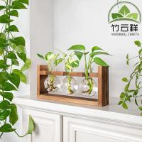 China Customized Wood Stand Rack Tabletop Terrarium for Hydroponic Plants Cuttings Office Home Decoration, Gift for Plant Lover for sale