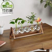 China Customized Wood Stand Rack Tabletop Terrarium for Hydroponic Plants Cuttings Office Home Decoration, Gift for Plant Lover for sale
