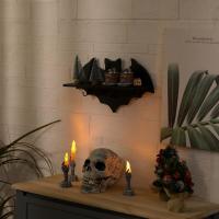 China Customized Gothic Wooden Bat Shelf Crystal Coffin Shelf-Spooky Floating Shelves for sale