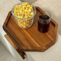 China Customized Wood/Bamboo Sofa Clip on Side Table for Wide Couches Arm, Armrest Table for Eating/Drinks/Snacks/Remote/Control for sale