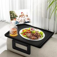 China Customized Wood/Bamboo Sofa Clip on Side Table for Wide Couches Arm, Armrest Table for Eating/Drinks/Snacks/Remote/Control for sale