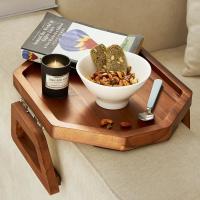 China Customized Wood/Bamboo Sofa Clip on Side Table for Wide Couches Arm, Armrest Table for Eating/Drinks/Snacks/Remote/Control for sale
