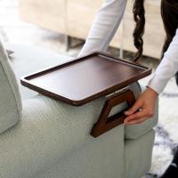 China Customized Wood/Bamboo Sofa Clip on Side Table for Wide Couches Arm, Armrest Table for Eating/Drinks/Snacks/Remote/Control for sale