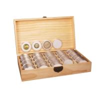 China 20-46 mm Wooden Coin Holder, 120 Pcs Highly Transparent Coin Capsules with Foam Gasket, Coins Collector Case Holder for sale