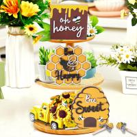 China Honey Bee Blocks Beehive Mini Wood Block Signs Decoration for sale