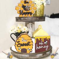China Honey Bee Blocks Beehive Mini Wood Block Signs Decoration for sale