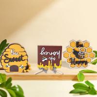 China Honey Bee Blocks Beehive Mini Wood Block Signs Decoration for sale