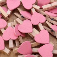 China Mini Wooden Clips Clothespins Crafts with Hearts for Wedding Party Valentines Day Decoration Photo Wood Clip Pink Clothespin for sale