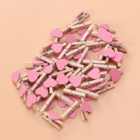 China Mini Wooden Clips Clothespins Crafts with Hearts for Wedding Party Valentines Day Decoration Photo Wood Clip Pink Clothespin for sale