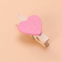 China Mini Wooden Clips Clothespins Crafts with Hearts for Wedding Party Valentines Day Decoration Photo Wood Clip Pink Clothespin for sale