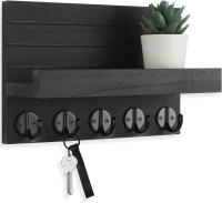China Paulownia Wood Key Holder for Wall, Decorative Key and Mail Holder with Shelf Has Large Hooks for Bags, Coats, Umbrella for sale