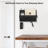 China Paulownia Wood Key Holder for Wall, Decorative Key and Mail Holder with Shelf Has Large Hooks for Bags, Coats, Umbrella for sale