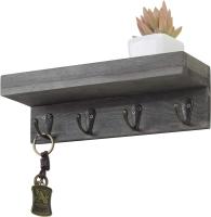 China Wall Mounted Vintage Gray Wood Hanging Key and Mail Holder Rack Floating Display Shelf for sale