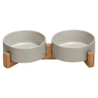 China Wood Stand Non-Slip Matte Glaze Weighted Food Water Set for Cats &Small Dogs for sale