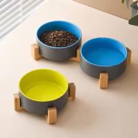 China Wood Stand Non-Slip Matte Glaze Weighted Food Water Set for Cats &Small Dogs for sale