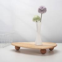 China Wooden Pedestal Stand for Decor, Wood Display Tray for Candles Plants Bottles Vases Soap Dispenser for sale