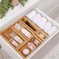 China Luxury Bamboo Drawer Organizer - Multifunctional Drawer Organizer for Kitchen, Bathroom, Office Desk, Cosmetics, Jewelry for sale
