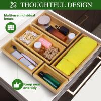China Luxury Bamboo Drawer Organizer - Multifunctional Drawer Organizer for Kitchen, Bathroom, Office Desk, Cosmetics, Jewelry for sale