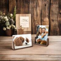 China Assorted Wooden Calendar Base Photo Base Trading Card Stand Wooden Menu Card Holder Wooden Base for sale