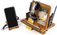 China Wood Phone Docking Station Nightstand Organizer Natural Wood Color for sale