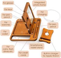 China Wood Phone Docking Station Nightstand Organizer Natural Wood Color for sale