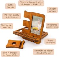 China Wood Phone Docking Station Nightstand Organizer Natural Wood Color for sale