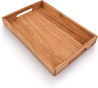 China Wholesale Tray with Handles Wooden Serving Tray Snack Tray Great for Breakfast Coffee Tables for sale