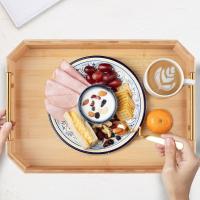 China Wholesale Tray with Handles Wooden Serving Tray Snack Tray Great for Breakfast Coffee Tables for sale