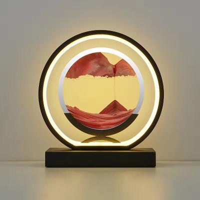 China Round Glass 3D Deep Sea Sandscape in Motion Display Wooden Flowing Sand Frame for sale