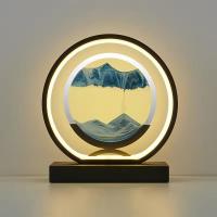 China Round Glass 3D Deep Sea Sandscape in Motion Display Wooden Flowing Sand Frame for sale