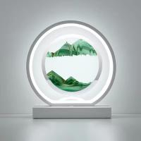 China Round Glass 3D Deep Sea Sandscape in Motion Display Wooden Flowing Sand Frame for sale