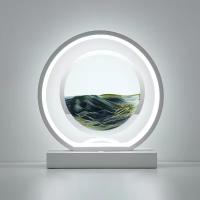 China Round Glass 3D Deep Sea Sandscape in Motion Display Wooden Flowing Sand Frame for sale