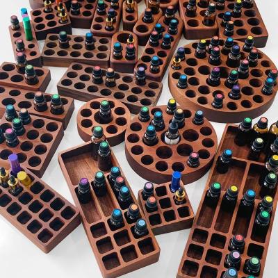 China Wooden Essential Oil Display Storage Organizer Holder Stand - Ideal Gift Presentation Shelf for sale