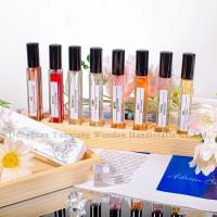 China Small Wooden Box Perfume Sample Display Wooden Sign Perfume Box Display Stand for sale