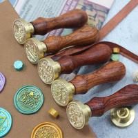 China Wooden Wax Seal Stamp Branches Vintage Sealing Wax Stamps Retro Wooden Handle for Wooden Stamp Removable Brass Head for sale