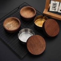 China Wooden Ashtray with Lid for Smokers Stainless Steel Liner Ash Tray Windproof Durable Easy to Clean Cool Ashtrays for sale