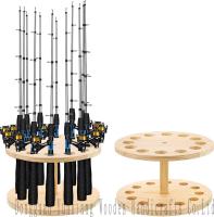 China Wooden Fishing Rod Organizer Display Rack Solid Wood Round Storage Fishing Rod Base Simple Billiard Cue Placement Stand for sale