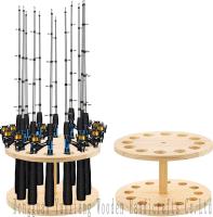 China Wooden Fishing Rod Organizer Display Rack Solid Wood Round Storage Fishing Rod Base Simple Billiard Cue Placement Stand for sale