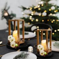 China Wooden Candle Holder Farmhouse Home Candle Lantern Decor Outdoor Wood Shelf Wedding Gifts Living Room Patio for sale